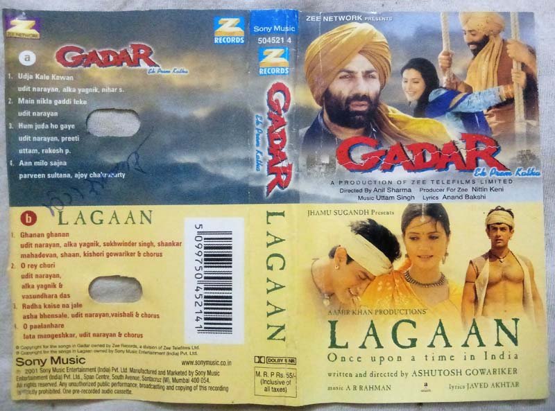 Gadar – Lagaan Hindi Audio Cassette - Tamil Audio CD, Tamil Vinyl ...