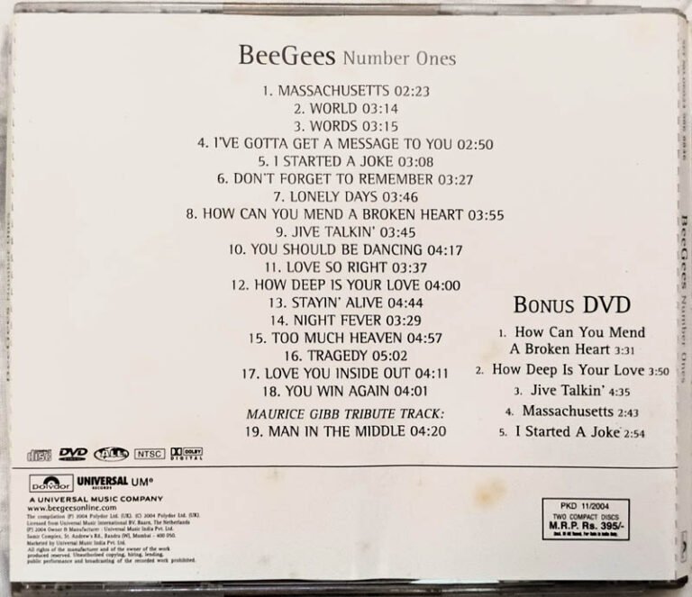 Bee Gees Number Ones Audio cd - Tamil Audio CDs, Hindi Audio CDs, Tamil ...