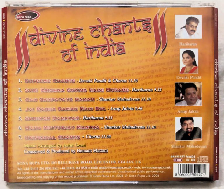 Divine Chants of India Audio cd - Tamil Audio CDs, Hindi Audio CDs ...